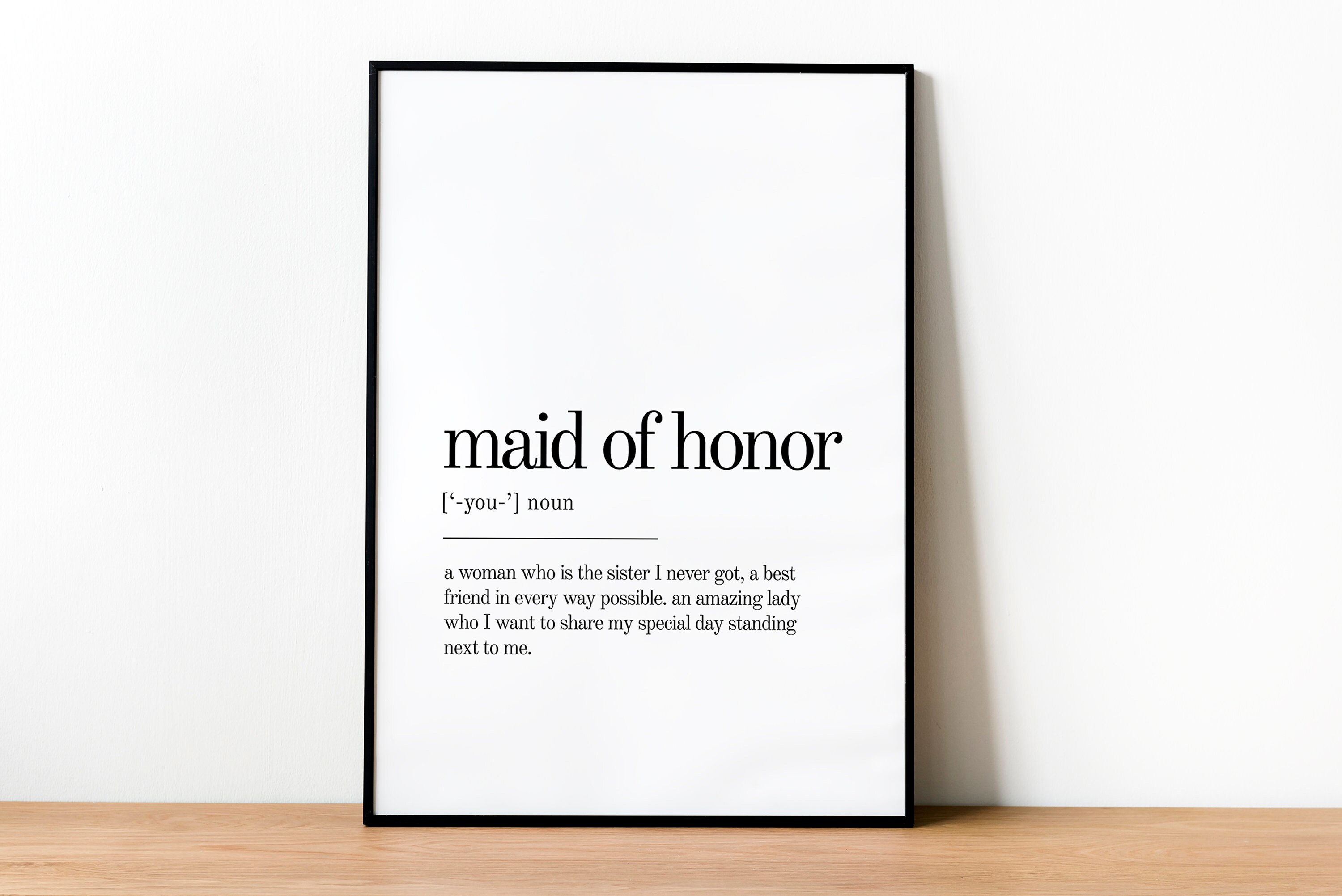 Maid of Honor Definition Print Wall Prints Digital Download - Etsy UK