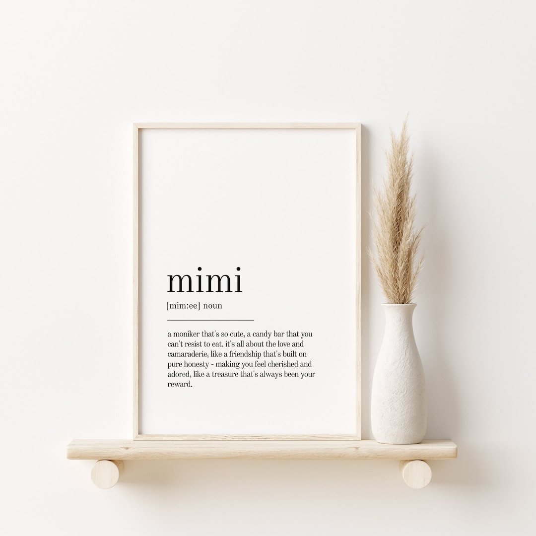 Mimi Definition Print, Wall Art Prints, Quote Print, Wall Decor, Gifts ...