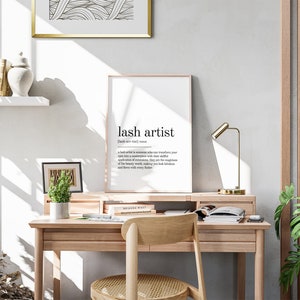 Lash Artist Definition Print, Self Love Wall Art, Dictionary Print ...