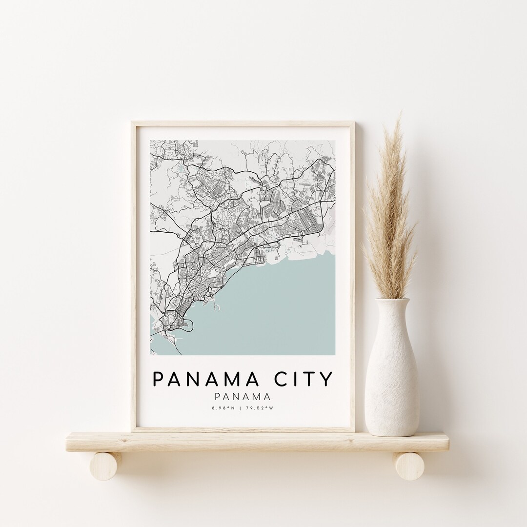 PANAMA CITY Panama City Map, Wall Map Poster, Engagement Map Art ...