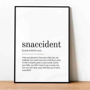 Snaccident Definition Print, Wall Art Prints, Printable Instant ...