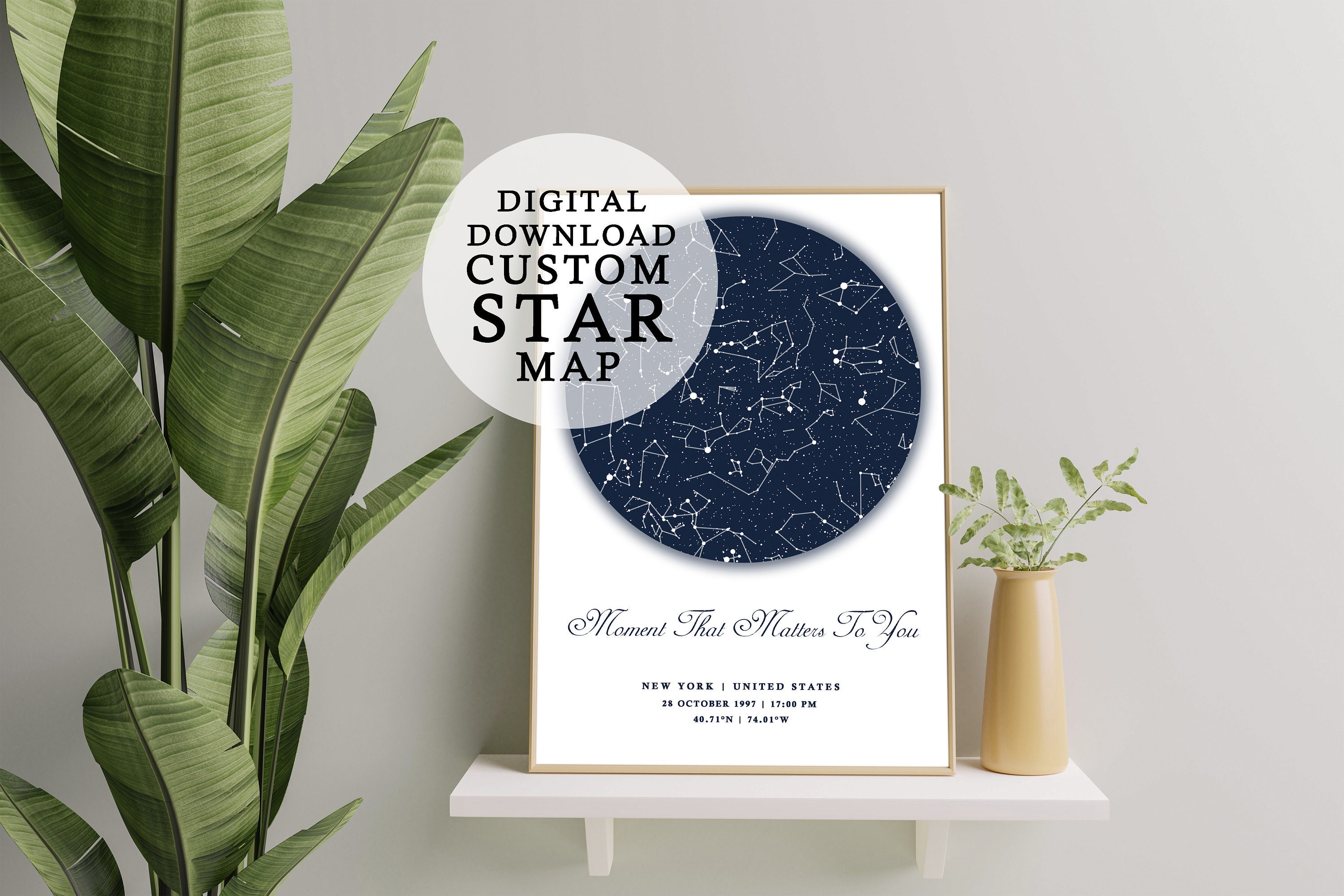 Digital Download Custom Star Map by Date Printable - Etsy