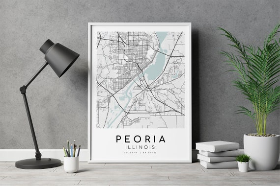 PEORIA Illinois City Map USA IL Home Map Map Print Custom - Etsy