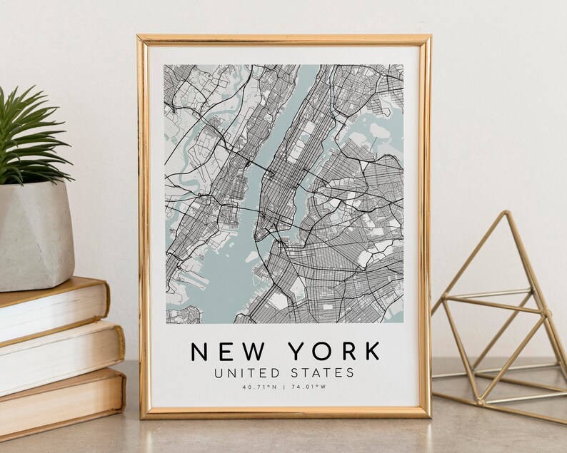 NEW YORK City Map, United States NY Gifts for Her, Minimalist Map Print ...