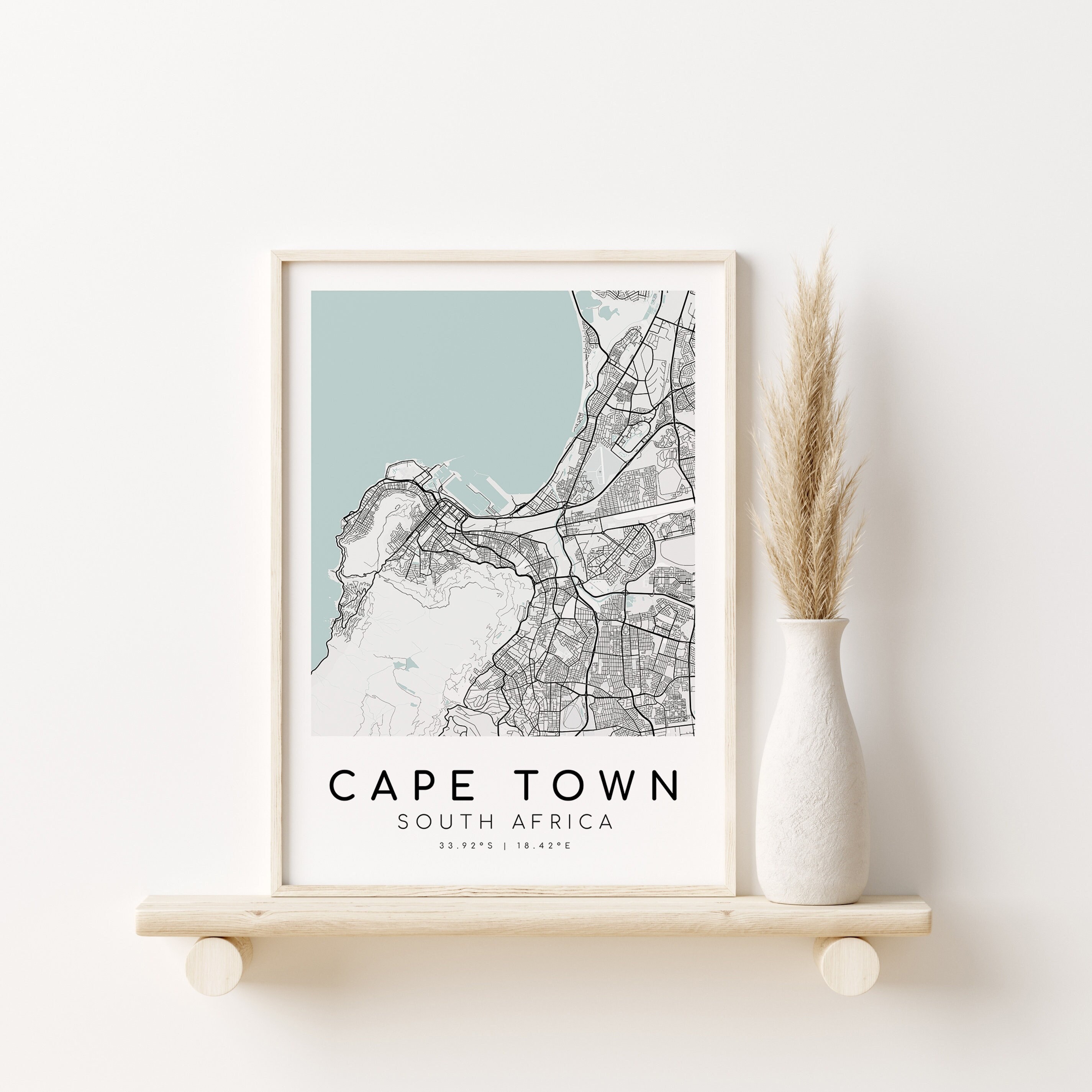 CAPE TOWN City Map, South Africa Minimalist Map, Map Print, City Map ...