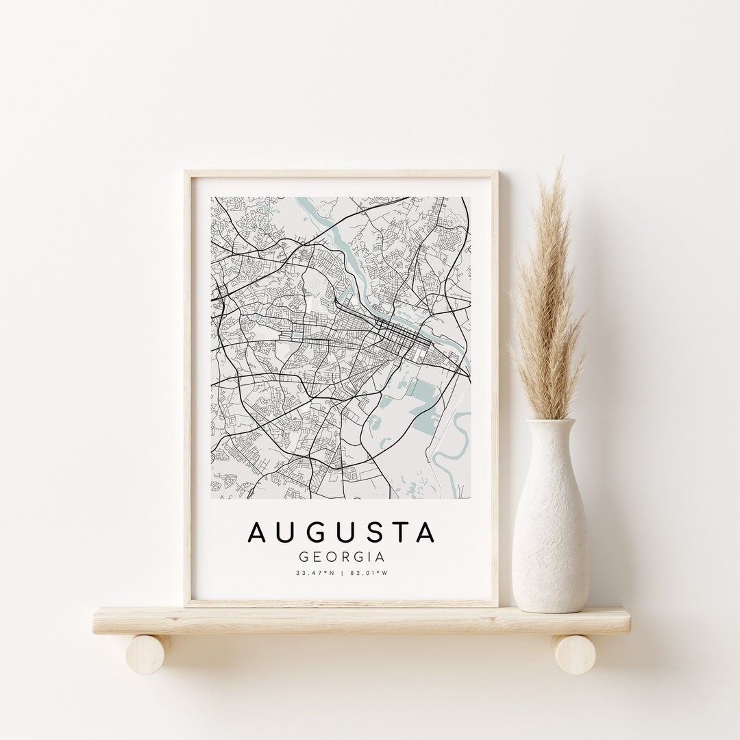 AUGUSTA City Map, Georgia Home Map, GA USA Map Print, Custom Locations ...