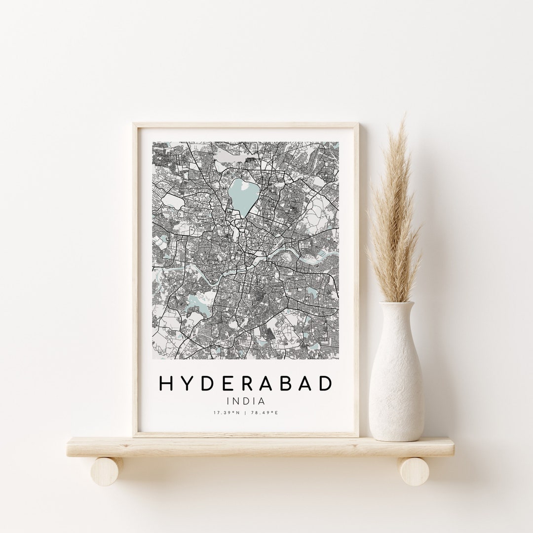 HYDERABAD India City Map, Map Poster, Engagement Map Art, Custom ...