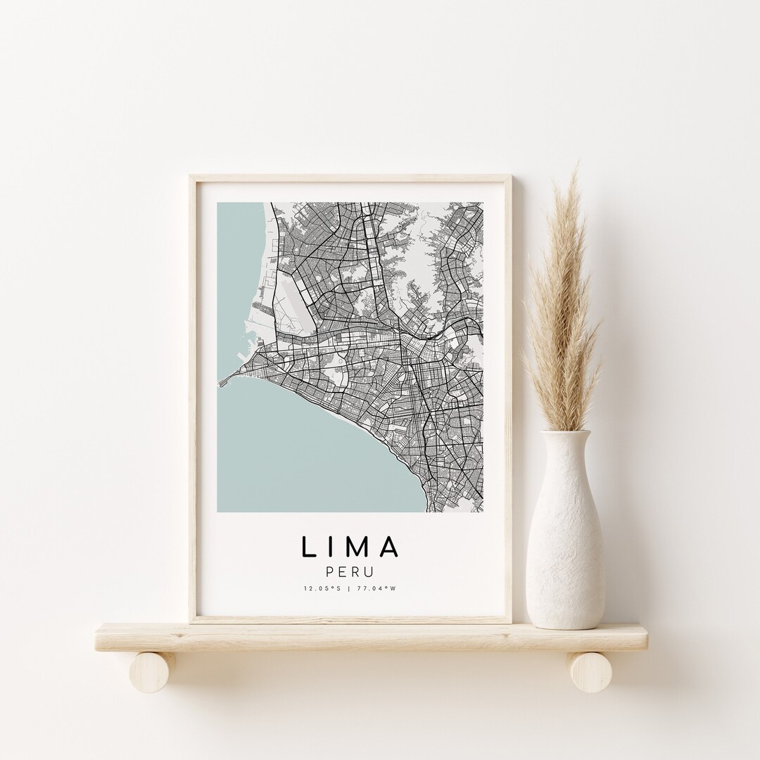 LIMA Peru Map Print, Lima Road Map Poster, Gifts for Her, Custom Map ...