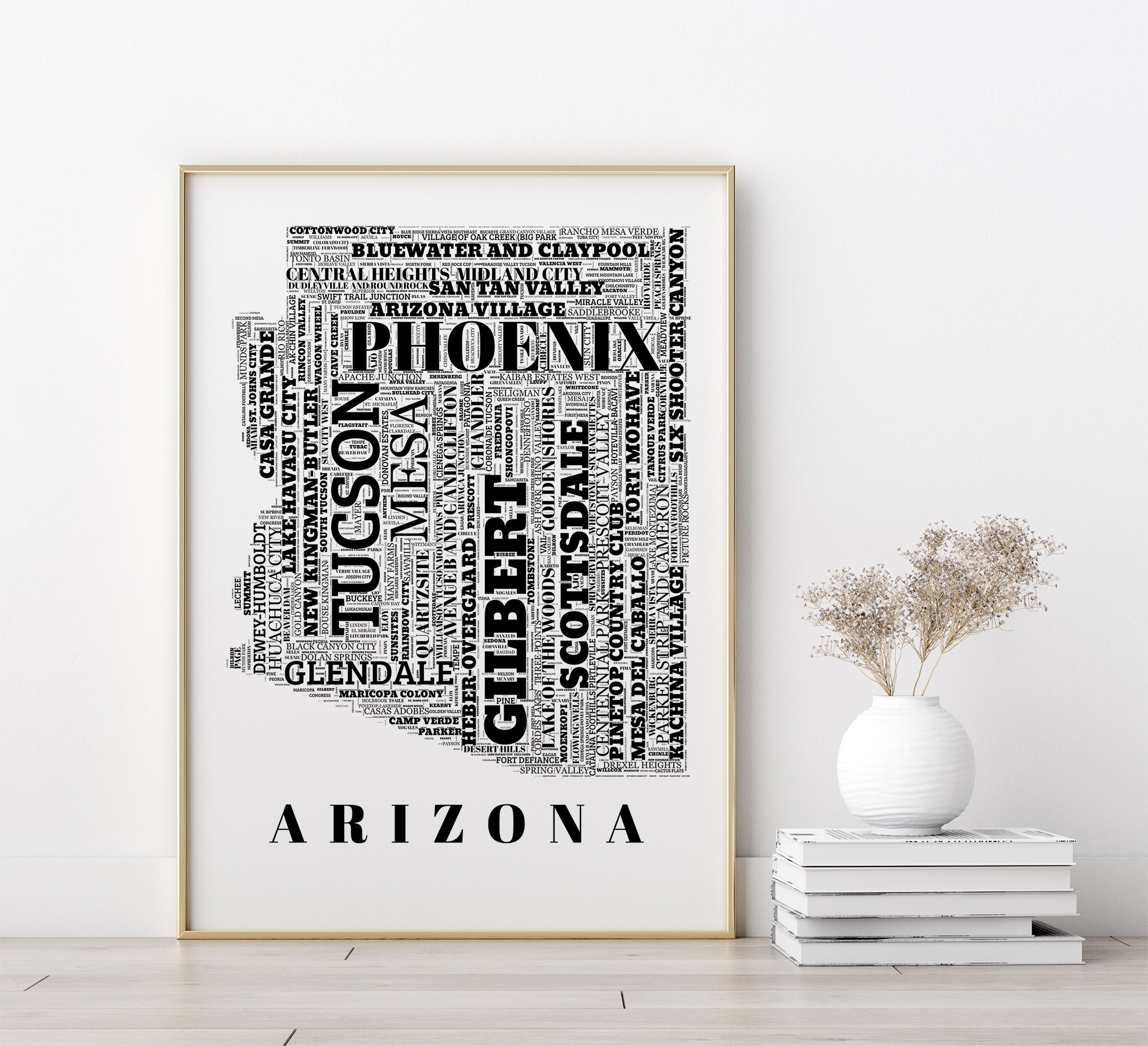 Arizona State Map Arizona Word Cloud Arizona Typography Map - Etsy