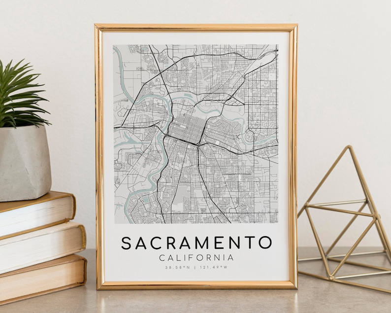 SACRAMENTO City Map California Wall Map Poster Engagement - Etsy