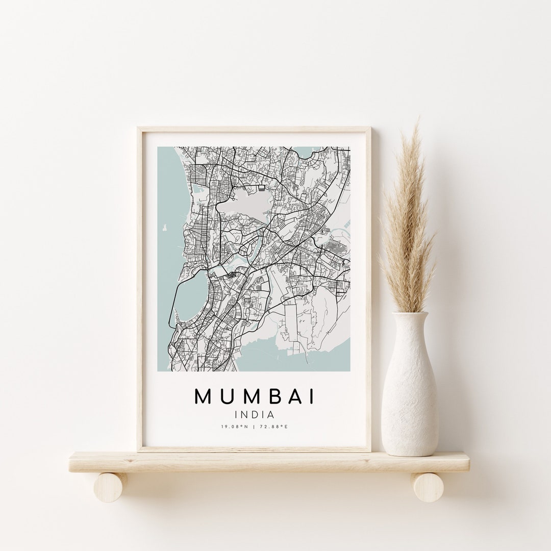 MUMBAI India City Map, Minimalist Art, Home Map, Custom Map Gift ...