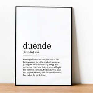 Duende Definition Print, Wall Art Prints, Digital Download, Quote Print ...