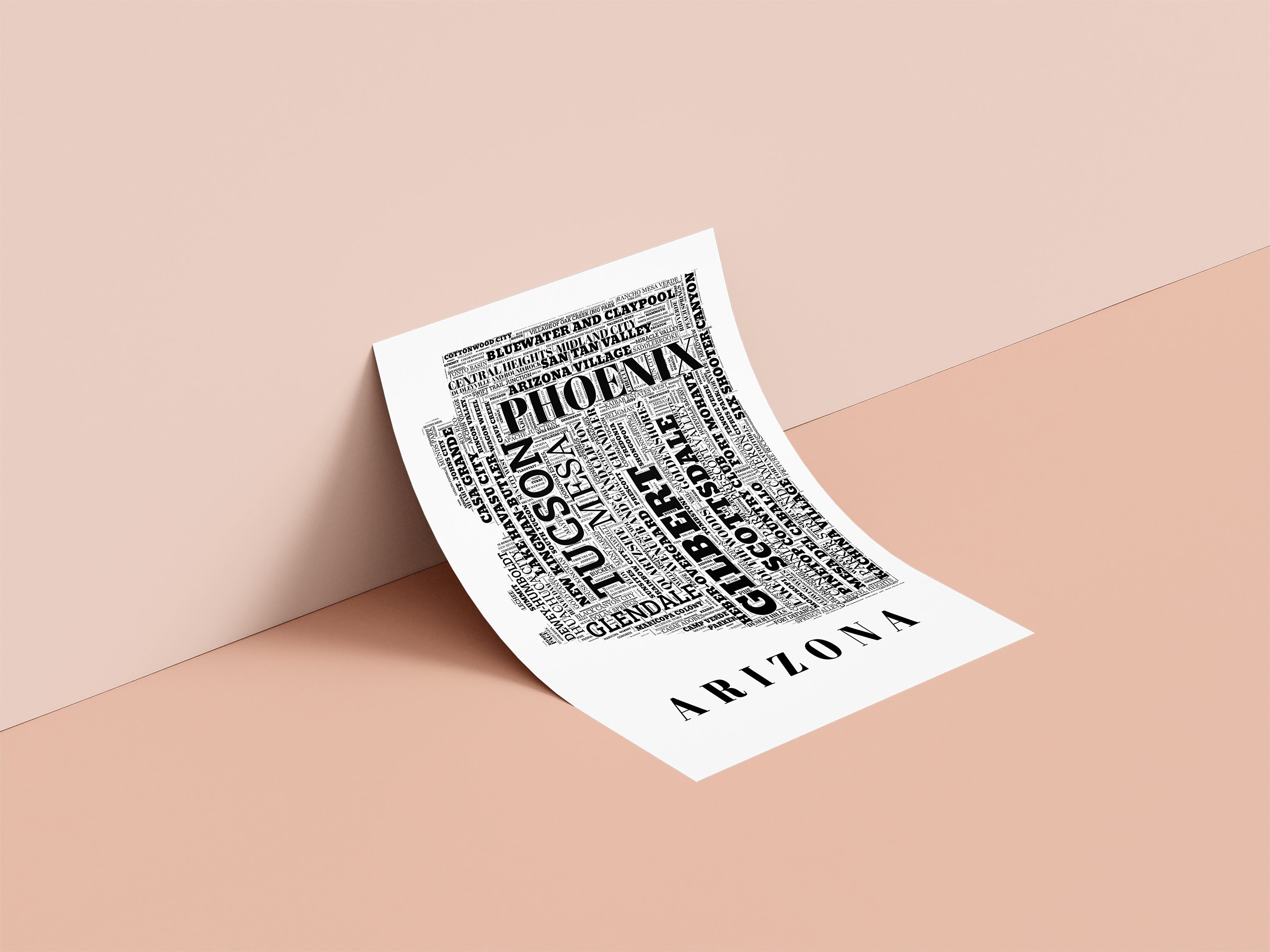 Arizona State Map Arizona Word Cloud Arizona Typography Map - Etsy