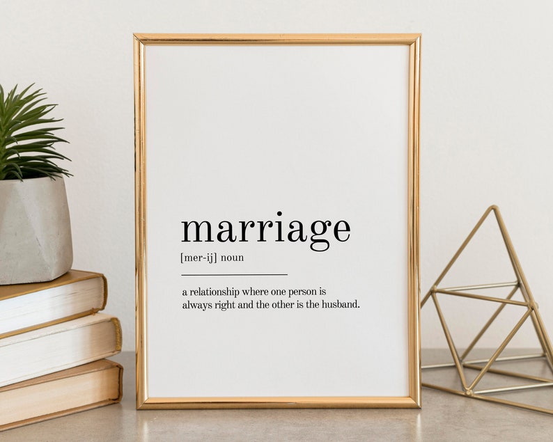 Marriage Definition Print Marriage Wall Art Prints Printable - Etsy