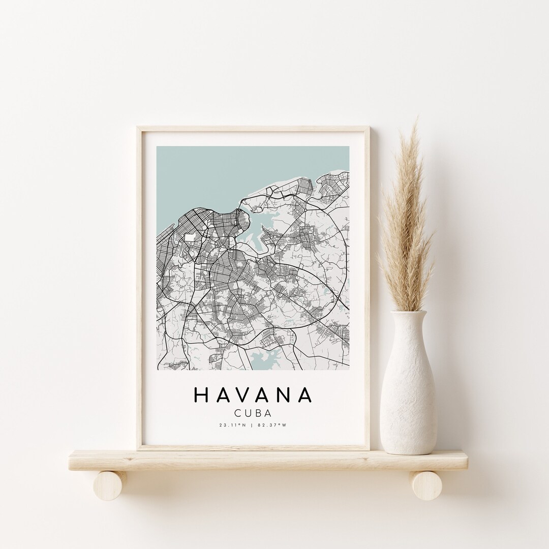 Havana Cuba City Map, Home Map, Havana Map Print, Custom Locations ...