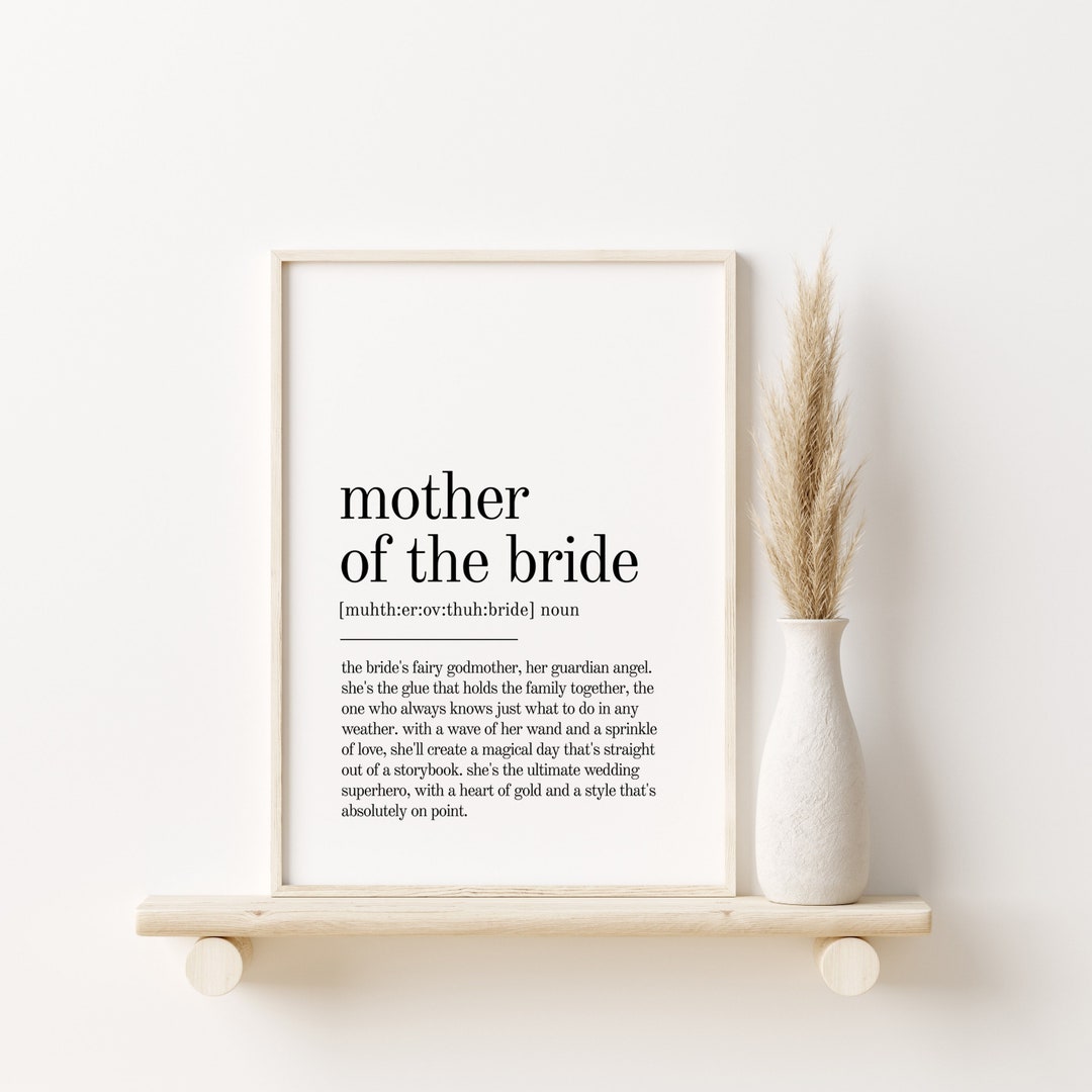 Mother of the Bride Definition Print, Book Quote Print, Office ...