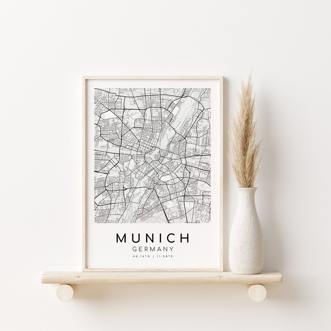 MUNICH Map Print, Gifts for Her, Minimalist Europe Germany Map Print ...