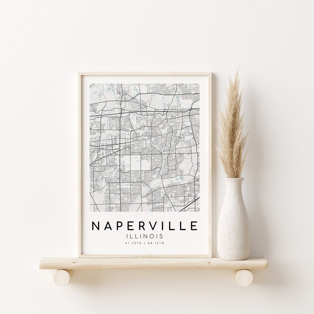 NAPERVILLE Illinois USA IL Map Print, City Map Poster, Birthday Gift ...