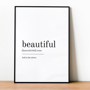 Beautiful Definition Print, Wall Prints, Quote Print, Gifts for Her ...