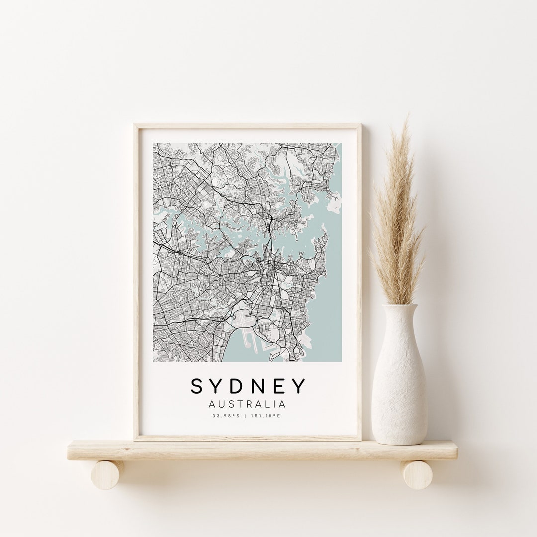 SYDNEY Australia Map Print, City Map Poster, Gifts for Her, Printable ...