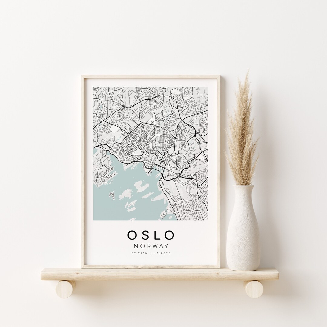 OSLO Norway Map Print, Oslo Road Map Poster, Gifts for Her, Custom Map ...