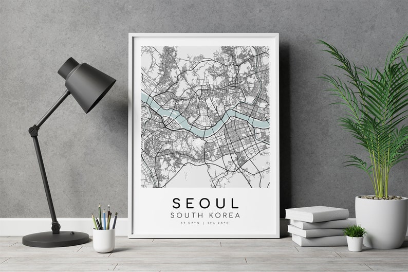 SEOUL South Korea Map Print, Road Map Poster, Gifts for Her, Custom Map ...