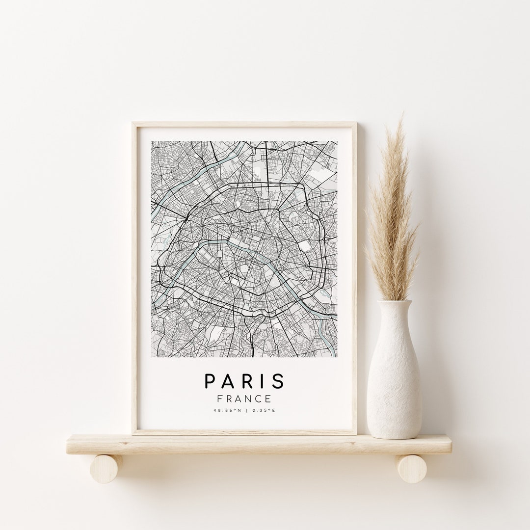 PARIS France Map Print, Paris City Map Poster, Unique Gift Idea, Custom ...