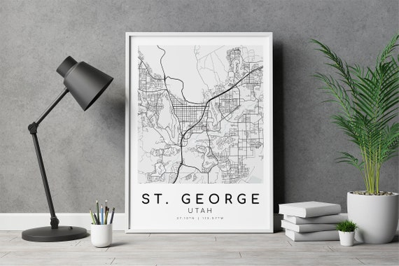 ST. GEORGE Map Print Utah UT Usa Map Poster Gifts for Him - Etsy