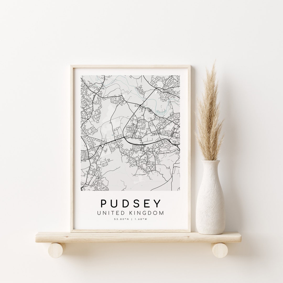 PUDSEY City Map, Minimalist Art, United Kingdom Map, Custom Map ...