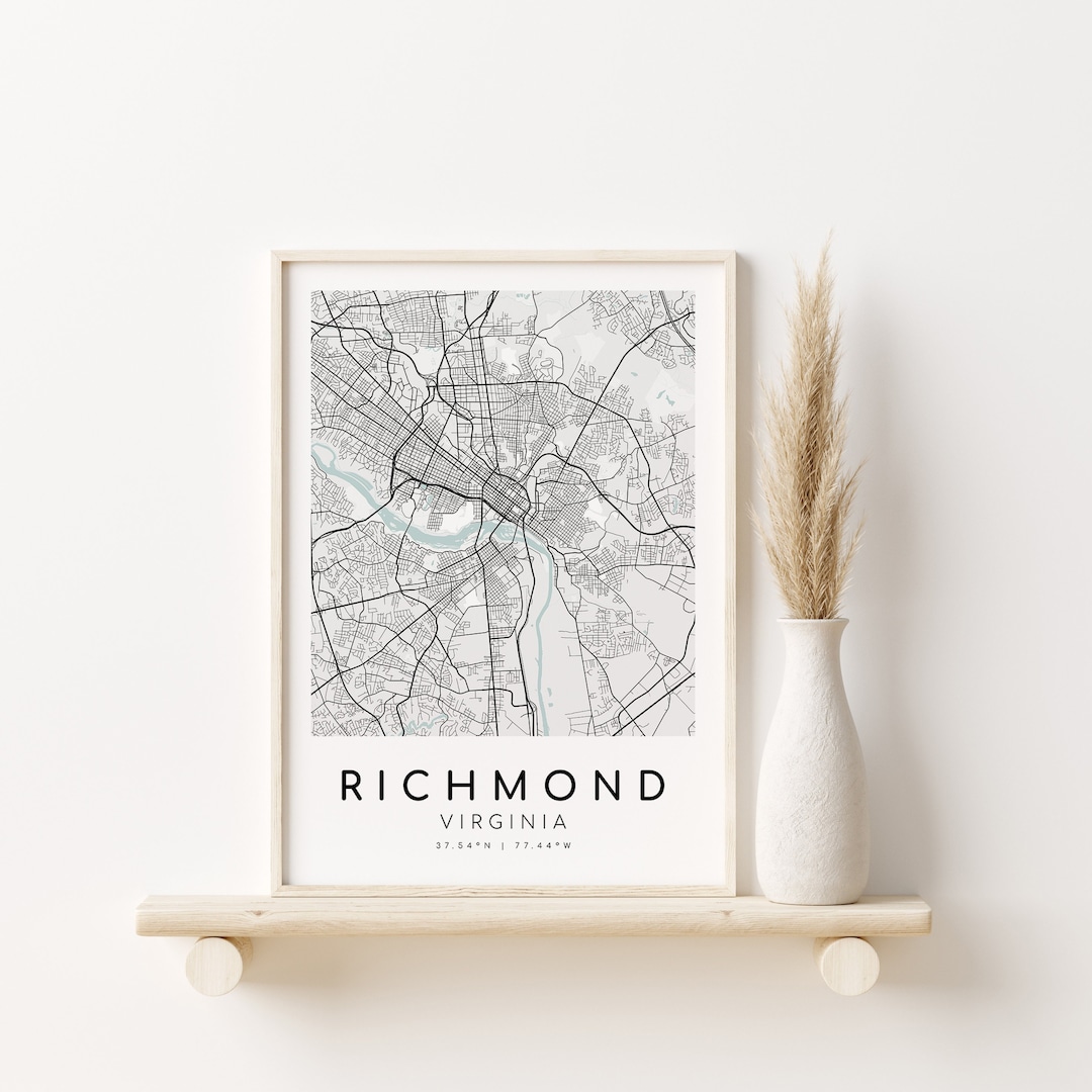 RICHMOND Virginia Map Print, Minimalist Art, Gifts for Her, VA USA City ...