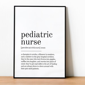 Pediatric Nurse Definition Print, Gifts for Him, Personalized Gift ...