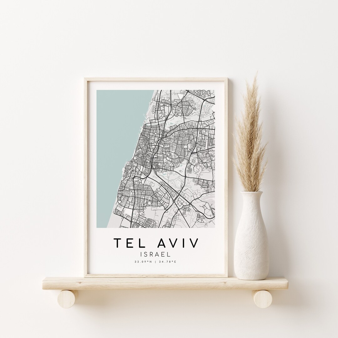TEL AVIV Israel Map Print, City Map Poster, Birthday Gift, Custom City ...