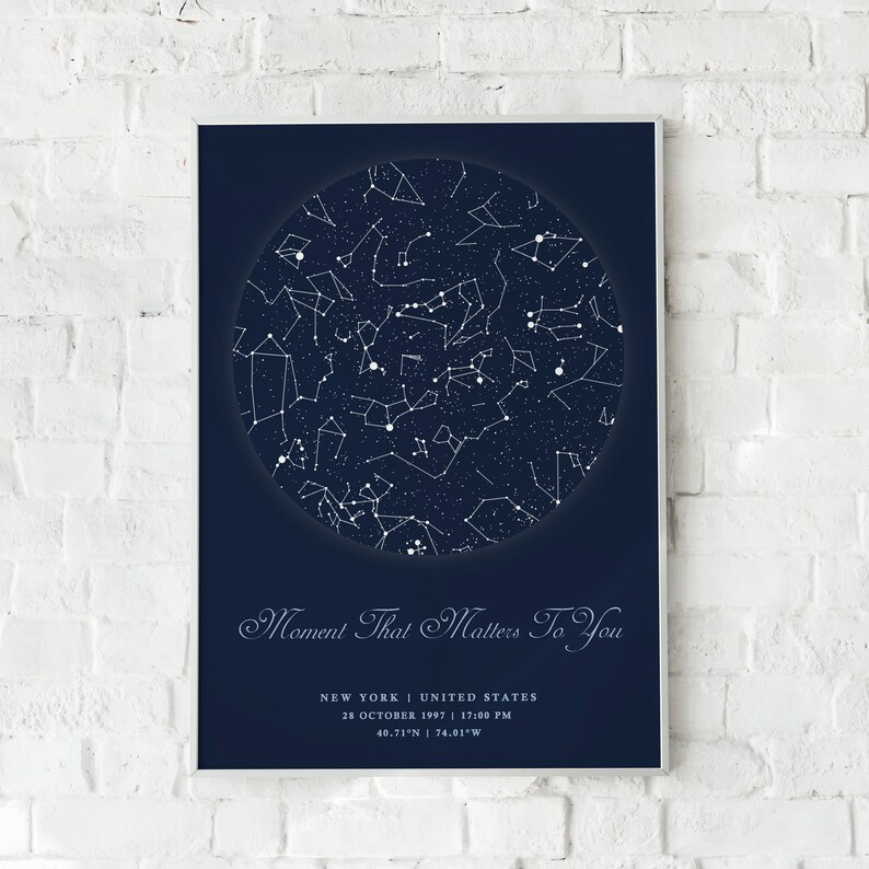 Digital Download Custom Star Map by Date Printable Constellation, Chart ...