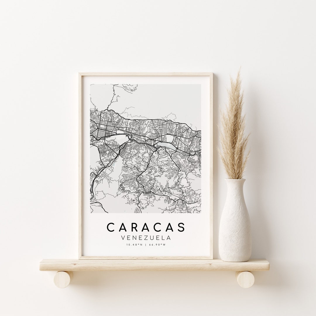 CARACAS City Map, Venezuela Map Poster, Blue and White Print, Wall Art ...