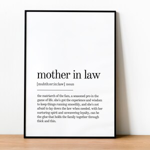 Mother in Law Definition Print, Wall Art Prints, Digital Download ...