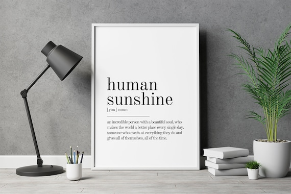 Human Sunshine Definition Print Self Love Wall Art - Etsy