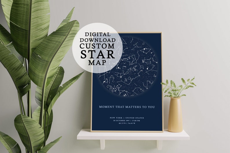 Digital Download Custom Star Map by Date Printable Constellation, Chart ...