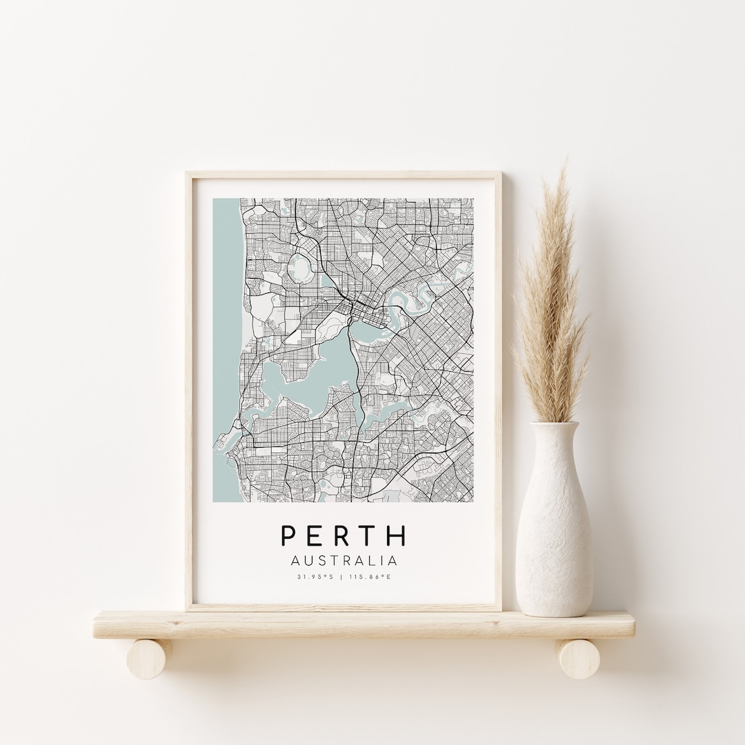 PERTH Australia City Map, Gift Map, Map Poster, Custom Map Gift ...