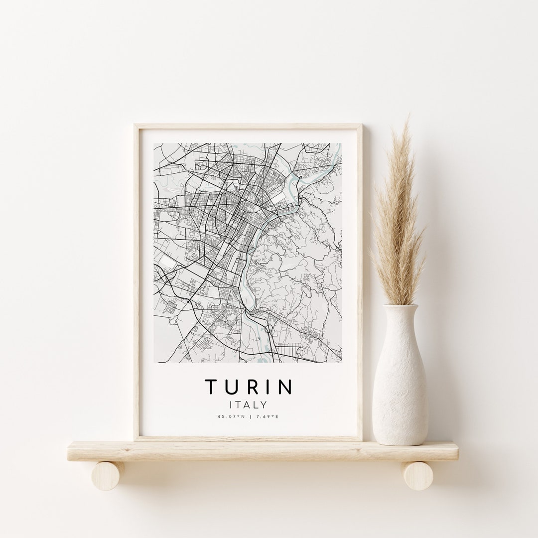 TURIN Italy Map Print, Turin Road Map Poster, Gifts for Her, Custom Map ...