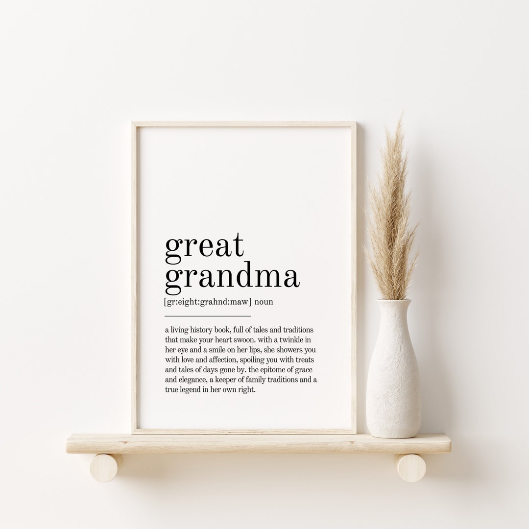 Great Grandma Definition Print, Wall Art Prints, Printable Art, Instant ...