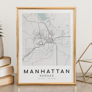 MANHATTAN Kansas City Map, KS USA Home Map, Map Print, Custom Locations ...