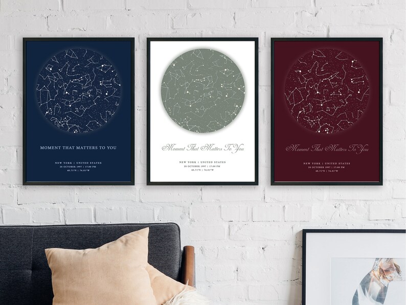 Digital Download Custom Star Map by Date Printable Constellation, Chart ...