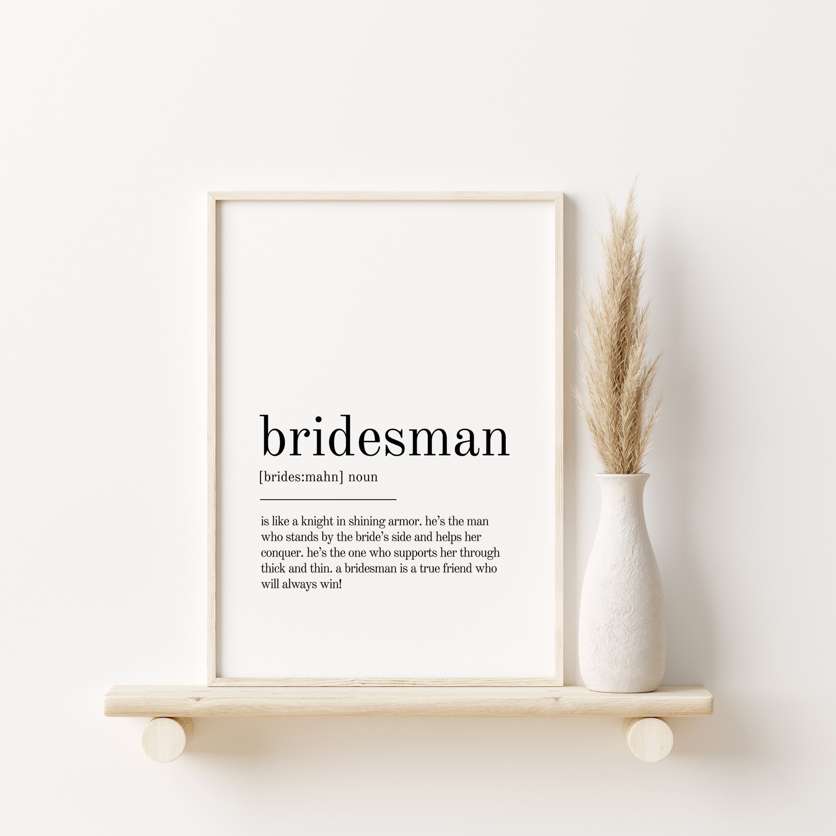 Bridesman Definition Print, Wall Art Prints, Quote Print, Wall Decor ...