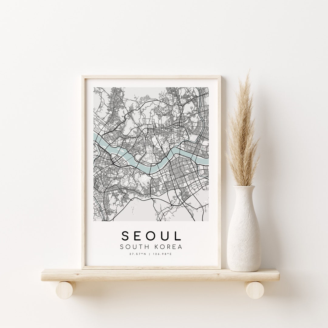 SEOUL South Korea Map Print, Road Map Poster, Gifts for Her, Custom Map ...