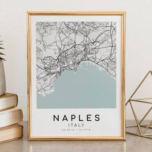 NAPLES Italy Map Print, Naples Road Map Poster, Gifts for Her, Custom ...