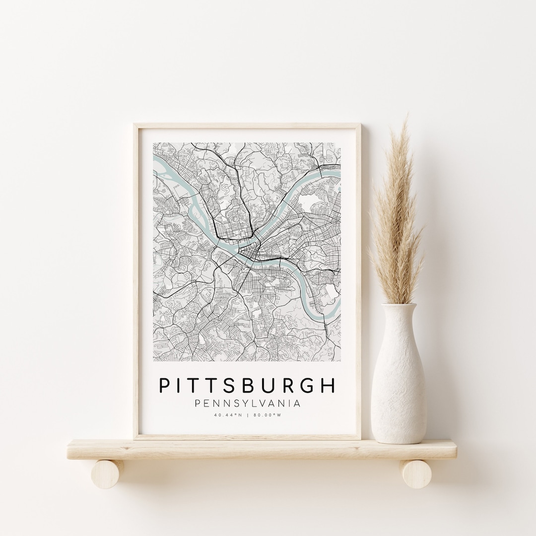 PITTSBURGH City Map, Home Map, Pennsylvania Map Print, Custom Locations ...
