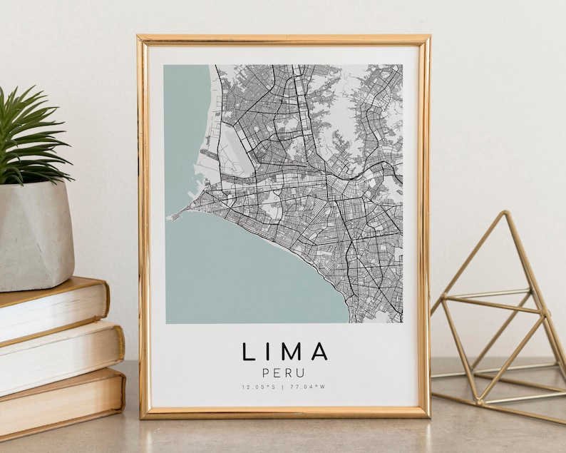 LIMA Peru Map Print Lima Road Map Poster Gifts for Her - Etsy