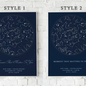 Digital Download Custom Star Map by Date Printable Constellation, Chart ...
