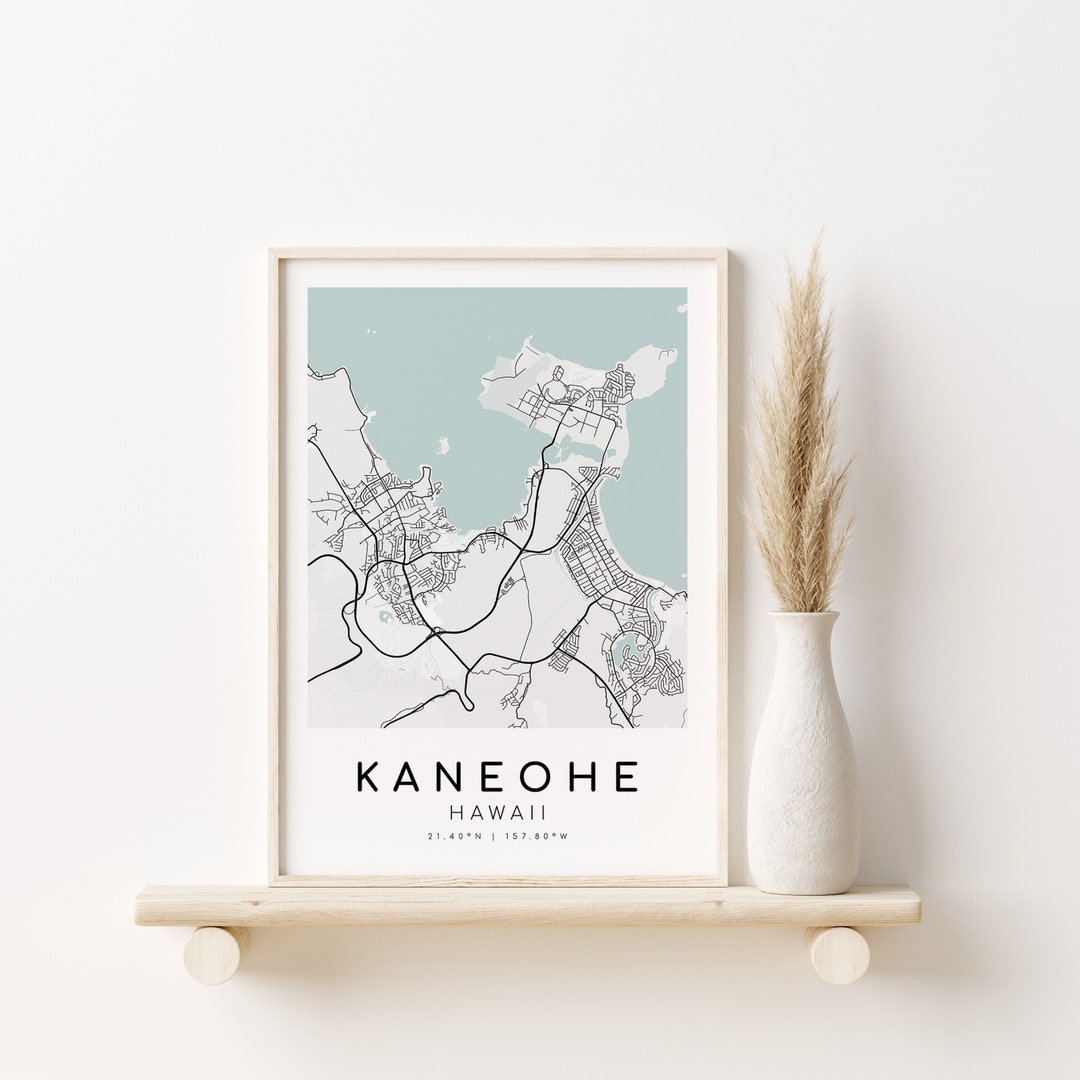 KANEOHE Hawaii City Map, Minimalist Art, HI Map, Custom Map Gift ...