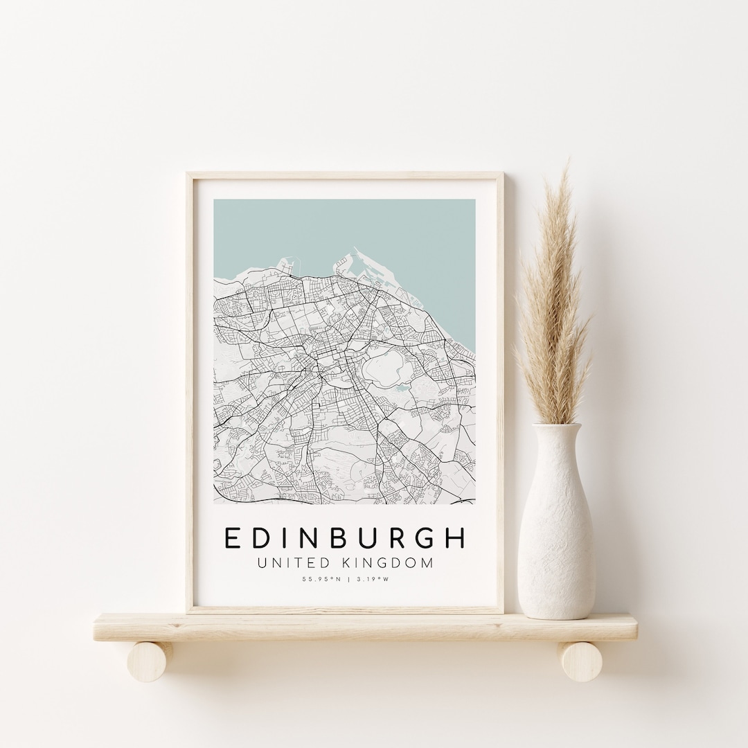 EDINBURGH United Kingdom Map Print, City Map Poster, Unique Gift Idea ...